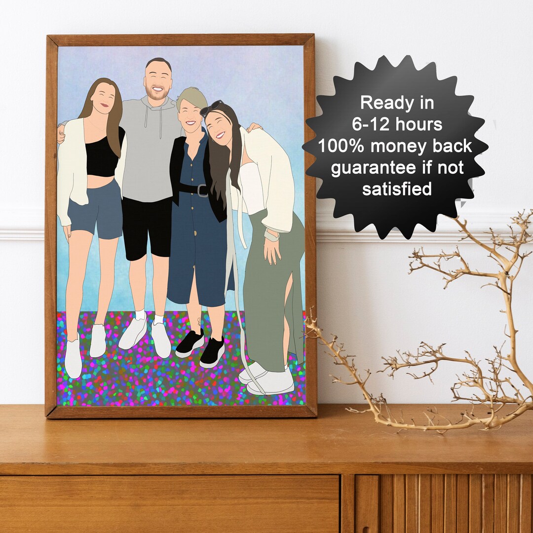 Custom Family Portrait, Cartoon Portrait, Gift for Christmas, Faceless ...
