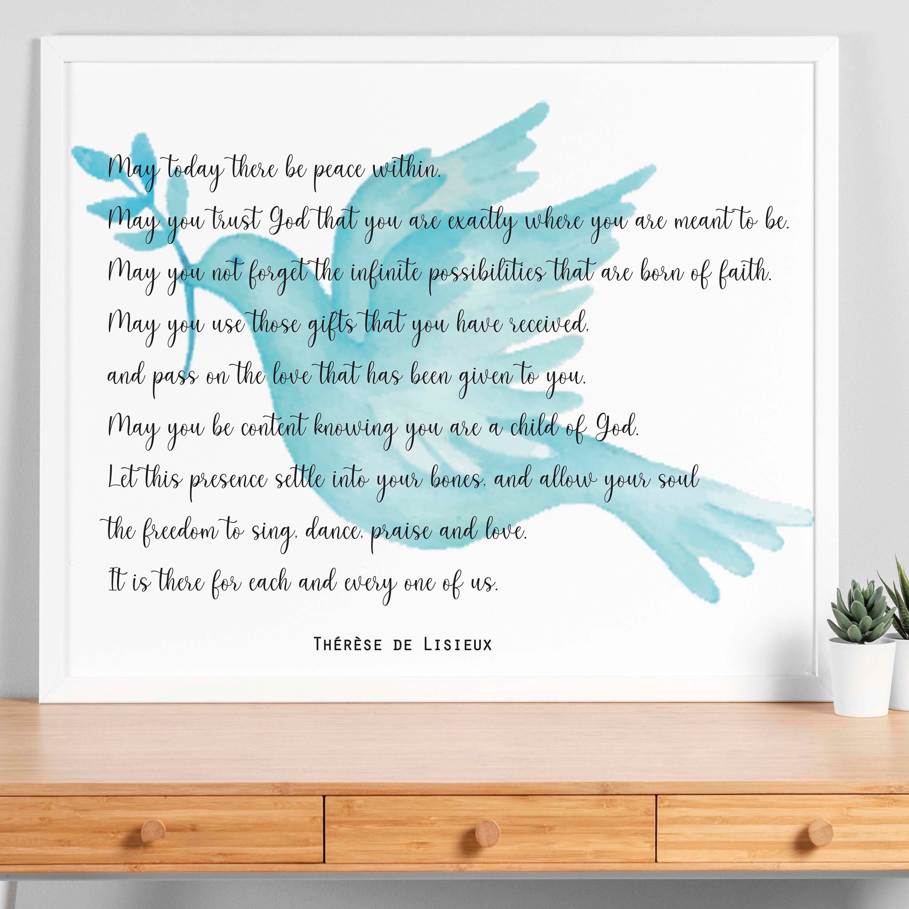 St Therese of Lisieux Peace Quote Print,may Today There Be Peace Within ...