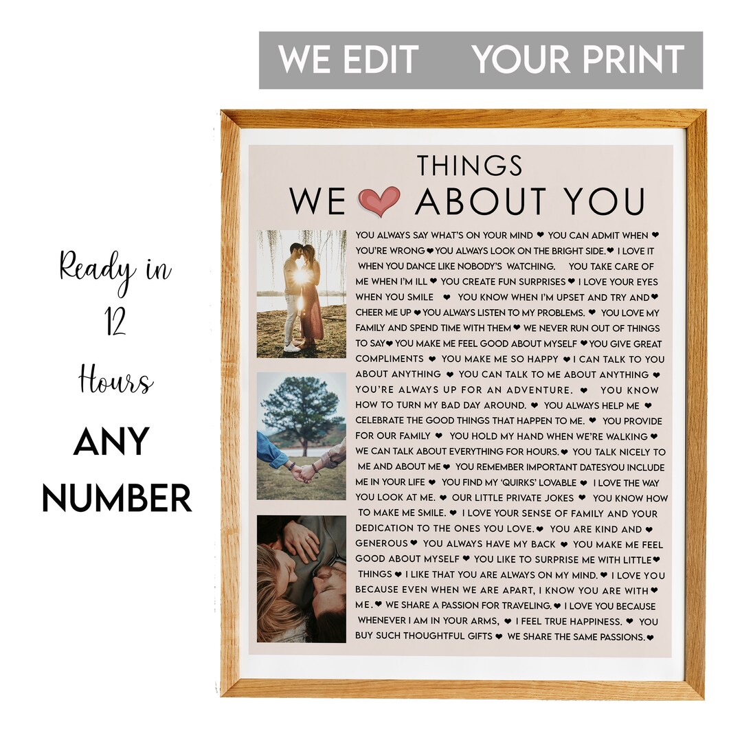 50 Things We Love About You Print, 50 Reasons We Love You, 50 Reasons ...