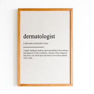 Dermatology Wall Art Office Decor, Dermatologist Definition Poster ...