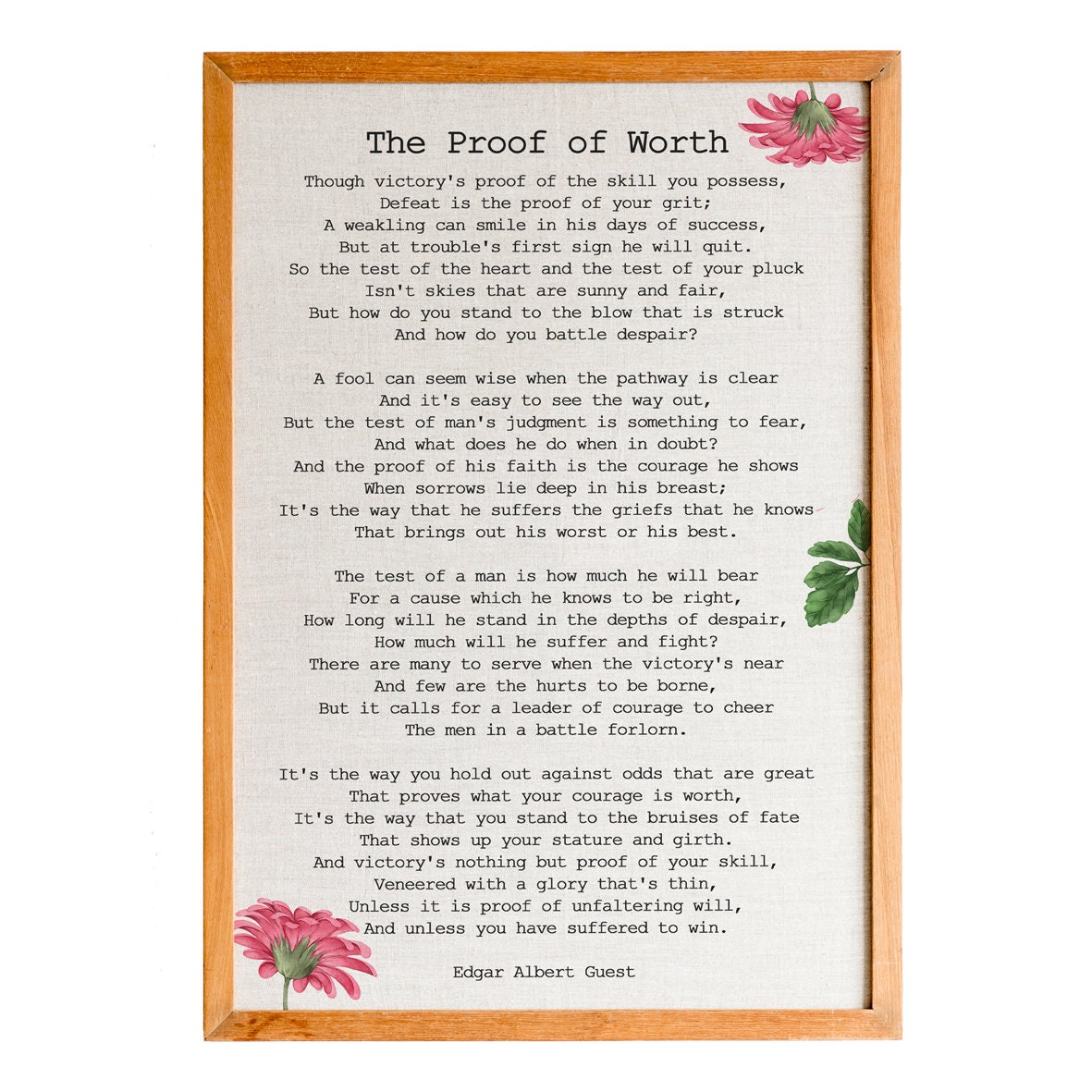 Equipment Edgar Albert Guest Poem, the Proof of Worth Poetry Wall Art ...