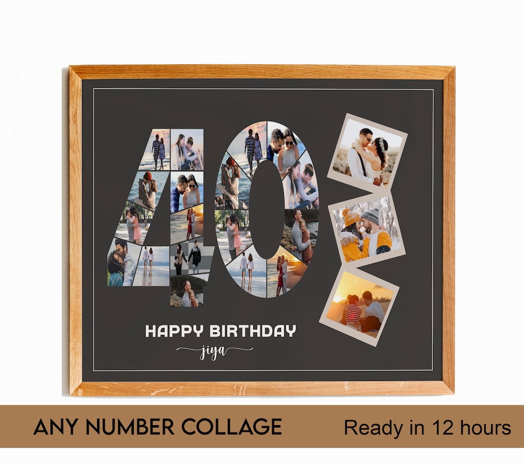 40th Birthday Photo Collage, Personalized 40th Birthday Photo Collage ...