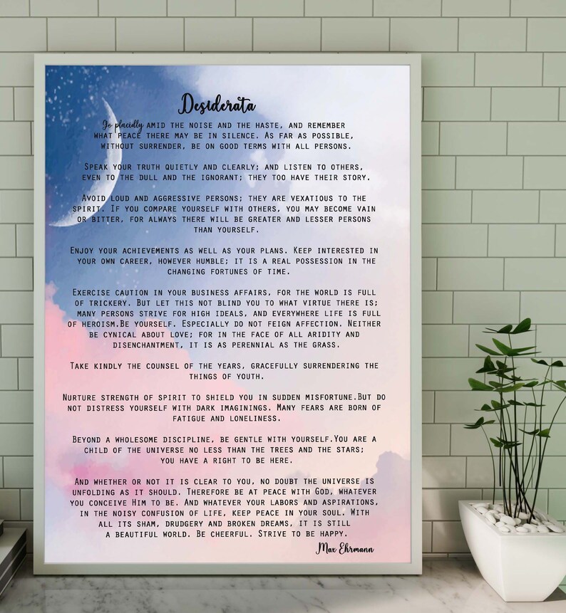 Desiderata Poem Print Max Ehrmann Poemdesiderata - Etsy