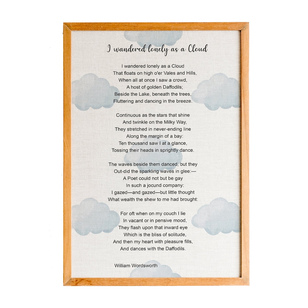 I Wandered Lonely as a Cloud, William Wordsworth, Quotes Wall Art ...
