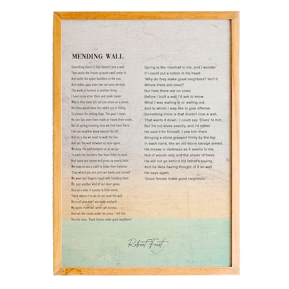 Robert Frost Poem Print Mending Wall Poem Quote Printed - Etsy UK