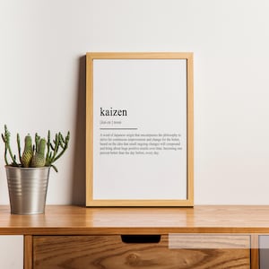 Kaizen Definition Print, Kaizen Wall Art, Kaizen Poster, Motivational Wall Art, Japanese Wall ...