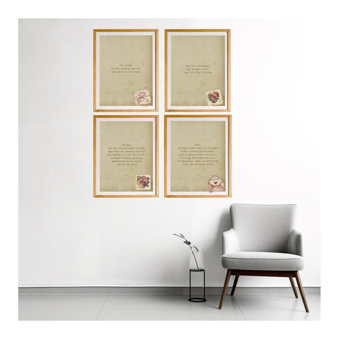 The Scarlet Letter Poster Print, Set of 4, Nathaniel Hawthorne Book ...
