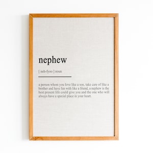 Nephew Definition Print, Nephew Wall Art Prints, Nephew Printable Art ...