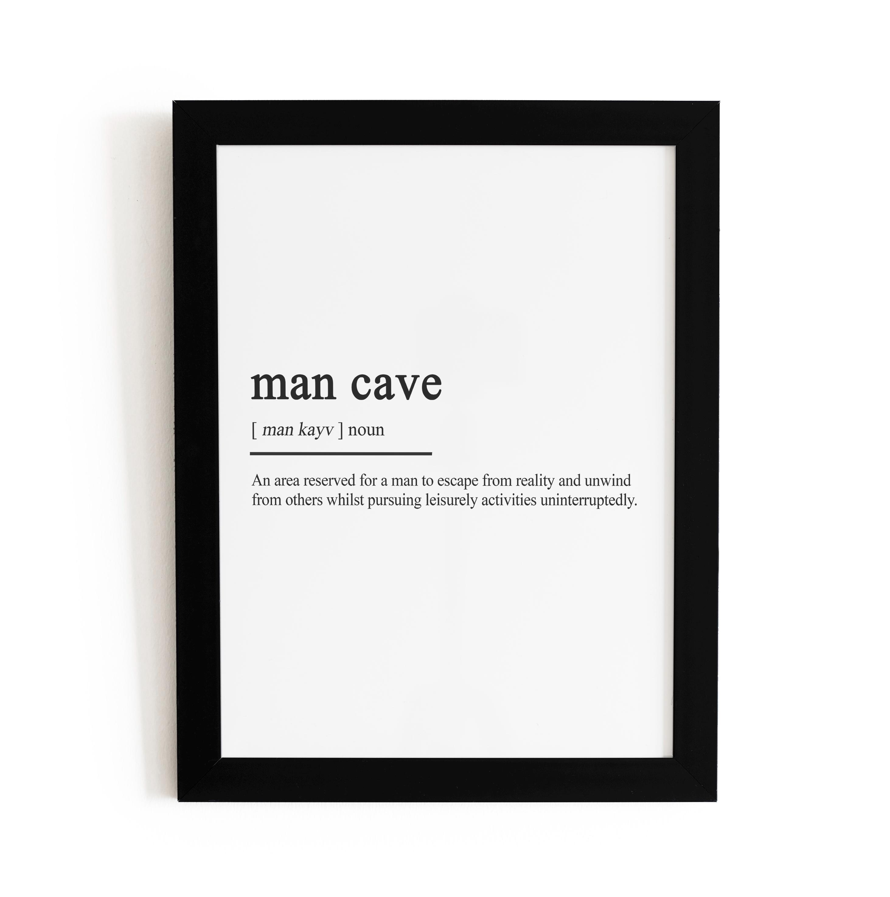 Man Cave Definiton Meaning, Printable Wall Art, Man Cave Print, Boys ...