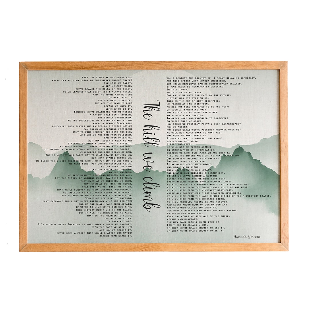 Amanda Gorman Poem, the Hill We Climb Poem Print, Inauguration ...