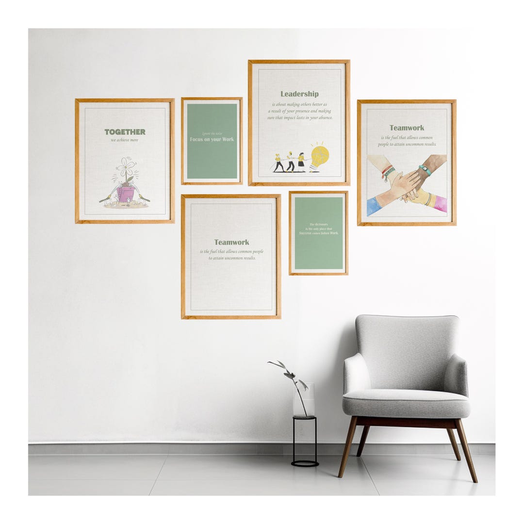 Teamwork Office Decor, Set of 6 Prints , Team Motivation Prints, Team ...