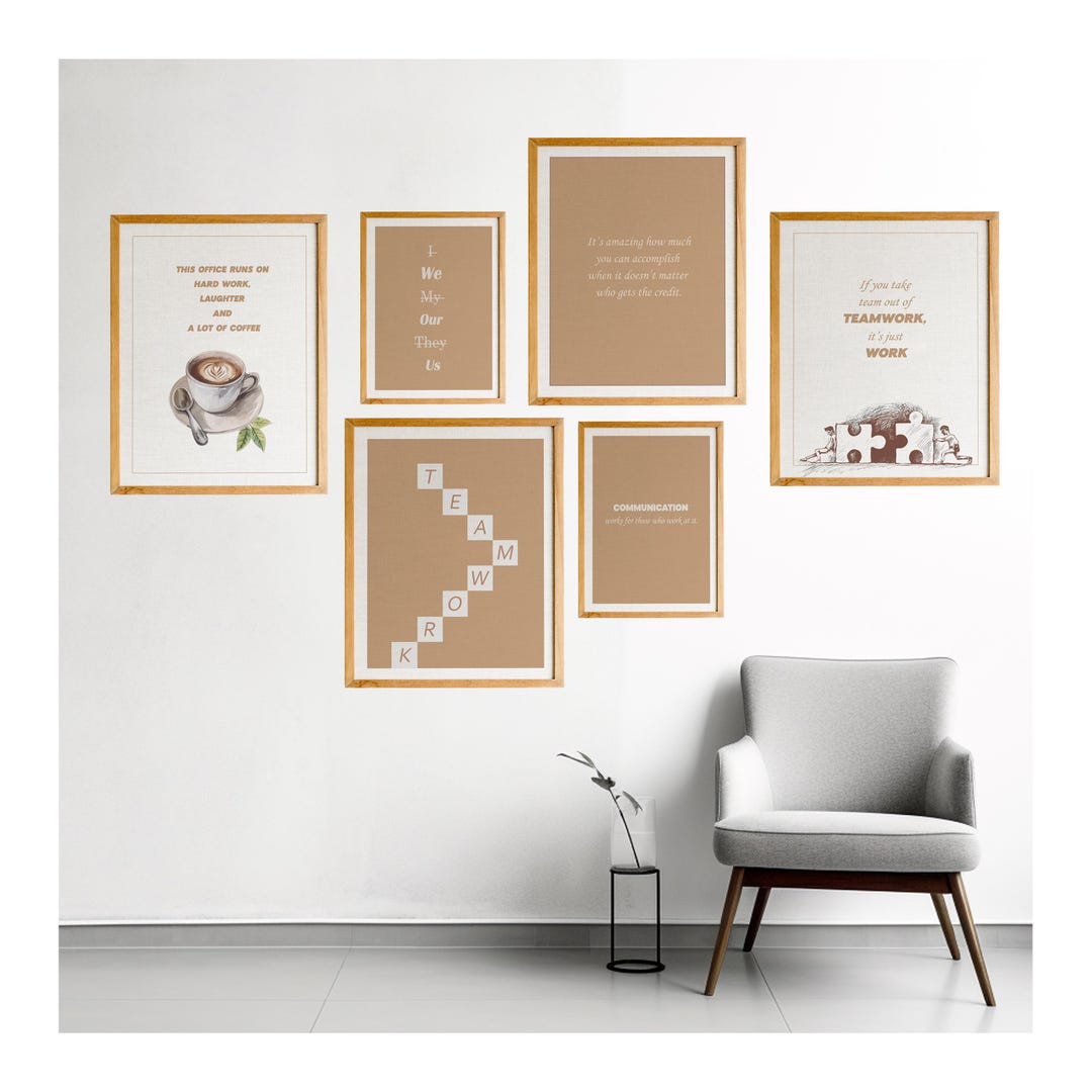 Teamwork Office Decor, Set of 6 Prints , Team Motivation Prints, Team ...