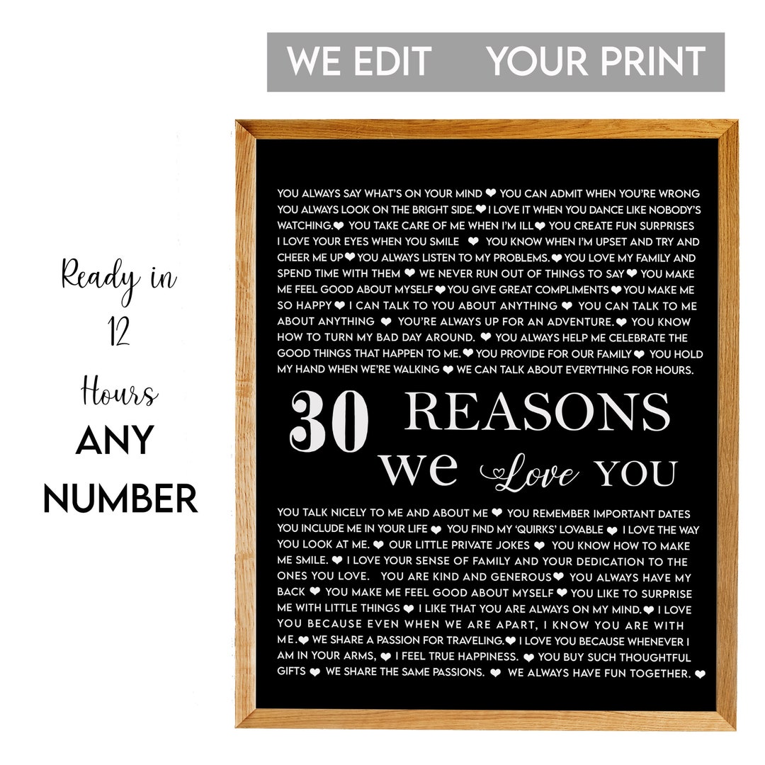 30 REASONS I Love You; 30 THINGS I Love About You; Boyfriend's 30th ...
