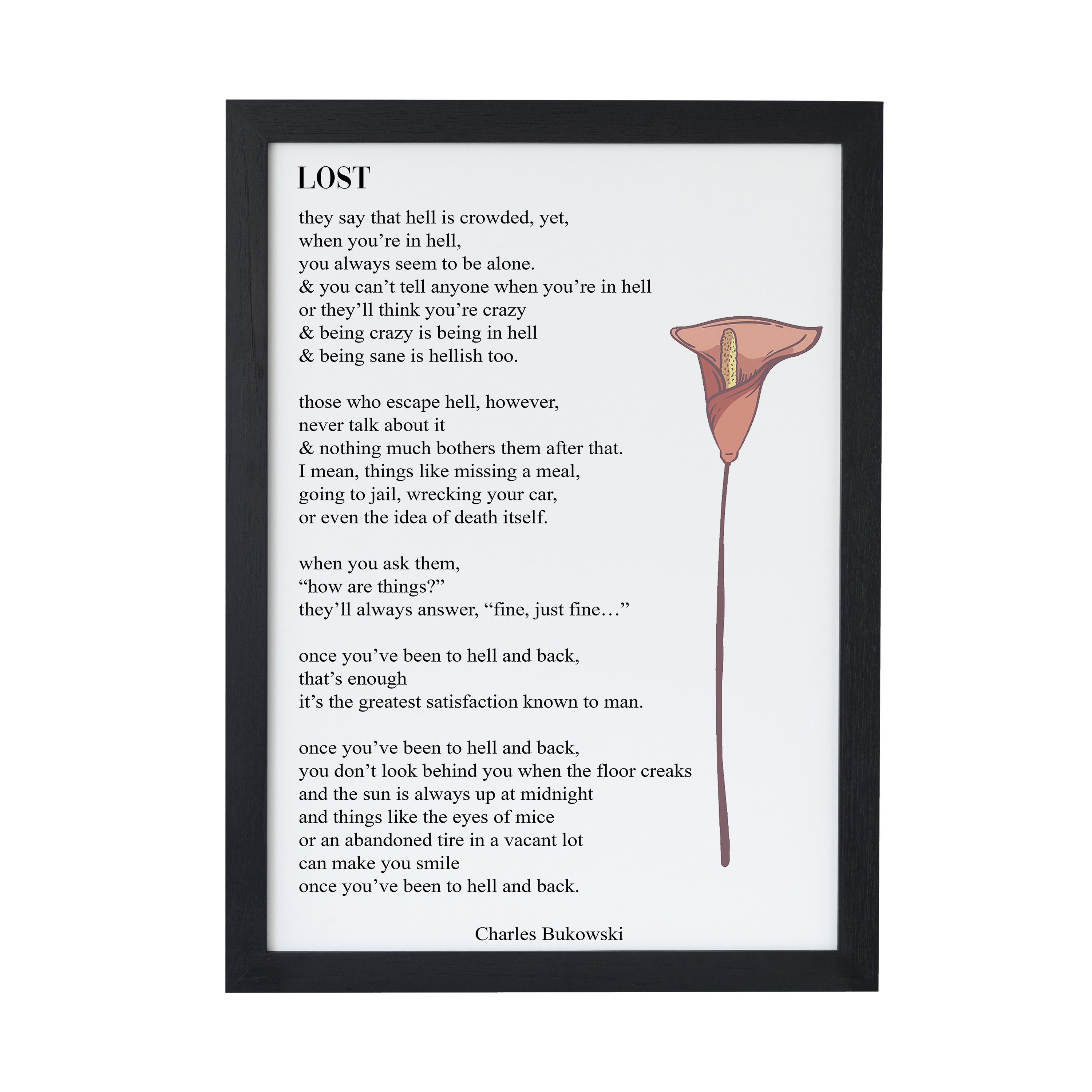 LOST by Charles Bukowski Poem Print, Bukowski Poetry Poster Print ...