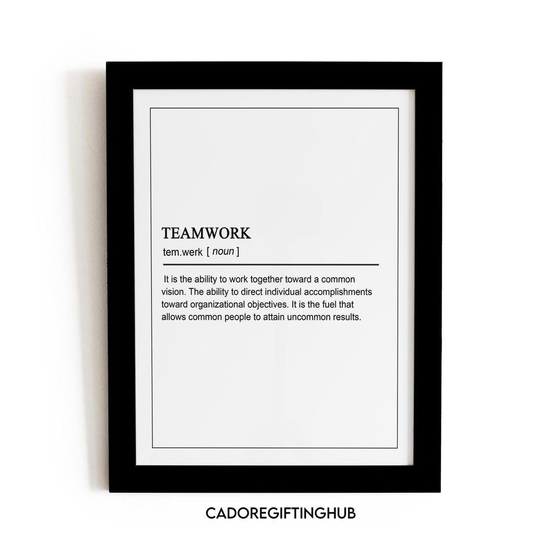 Teamwork Definition Print, Office Décor, Motivational Office Wall Art ...