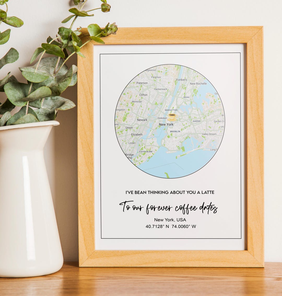Custom Map Poster With Pin for Specific Location, First Date Gift ...