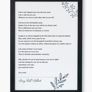 Henry Scott Holland Quote , All is Well, Quote Printed Poster ...