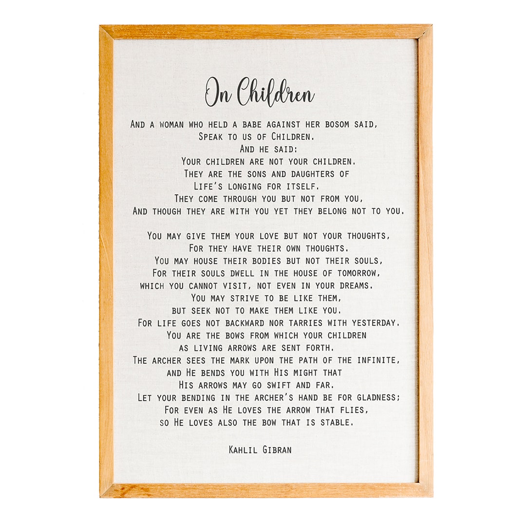 On Children Poem ,kahlil Gibran Poem, Wall Art Prints, Poem Print, Poem ...