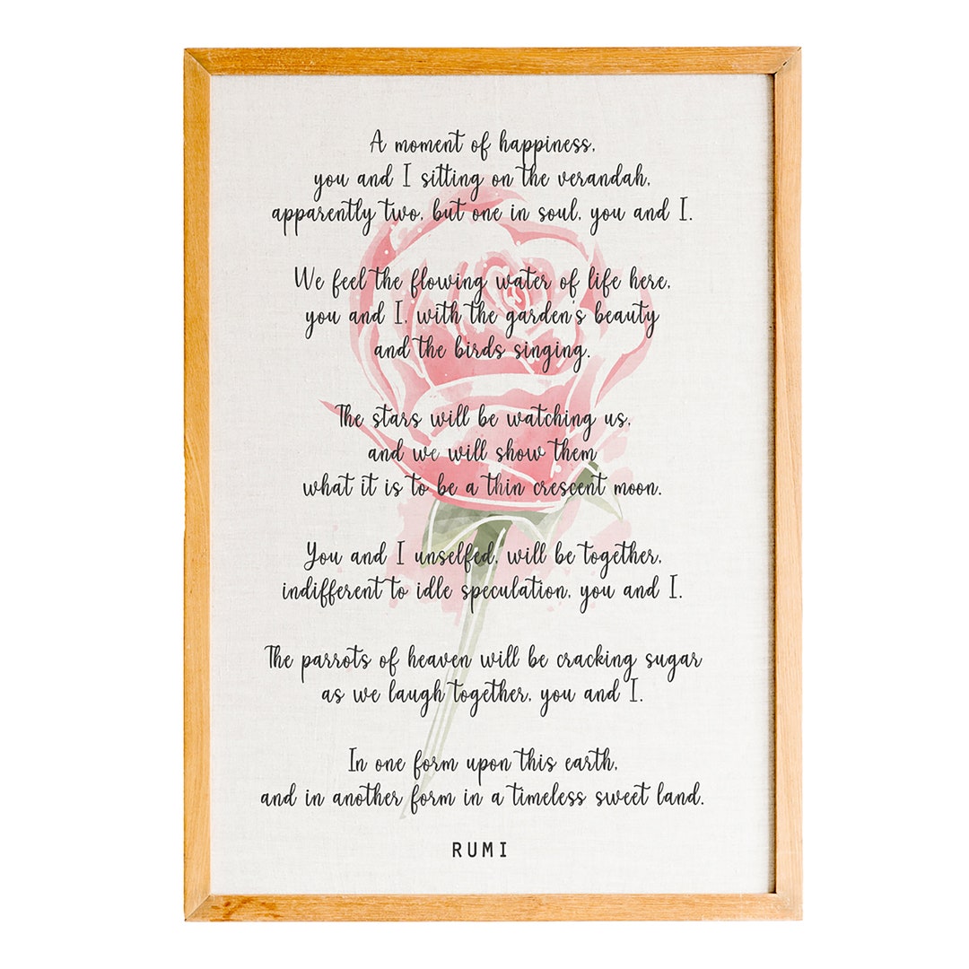 RUMI A Moment of Happiness Poetry Print, Love Poem ,engagement Gift ...