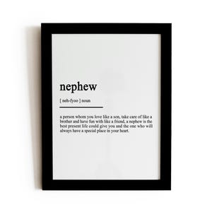 Nephew Definition Print, Nephew Wall Art Prints, Nephew Printable Art ...