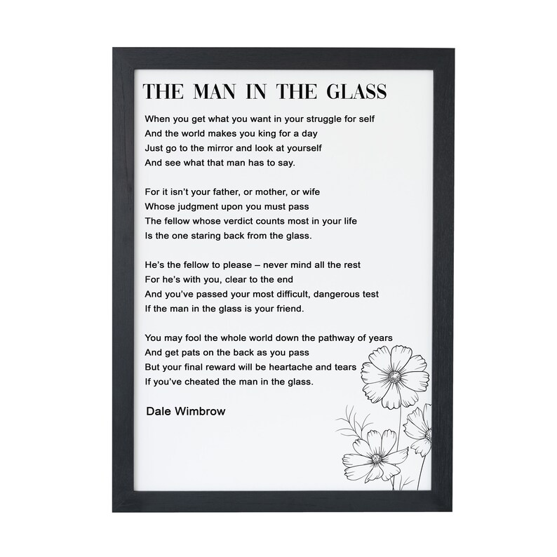 The Man in the Glass by Dale Wimbrow Poetry Art Print, Literature Wall ...