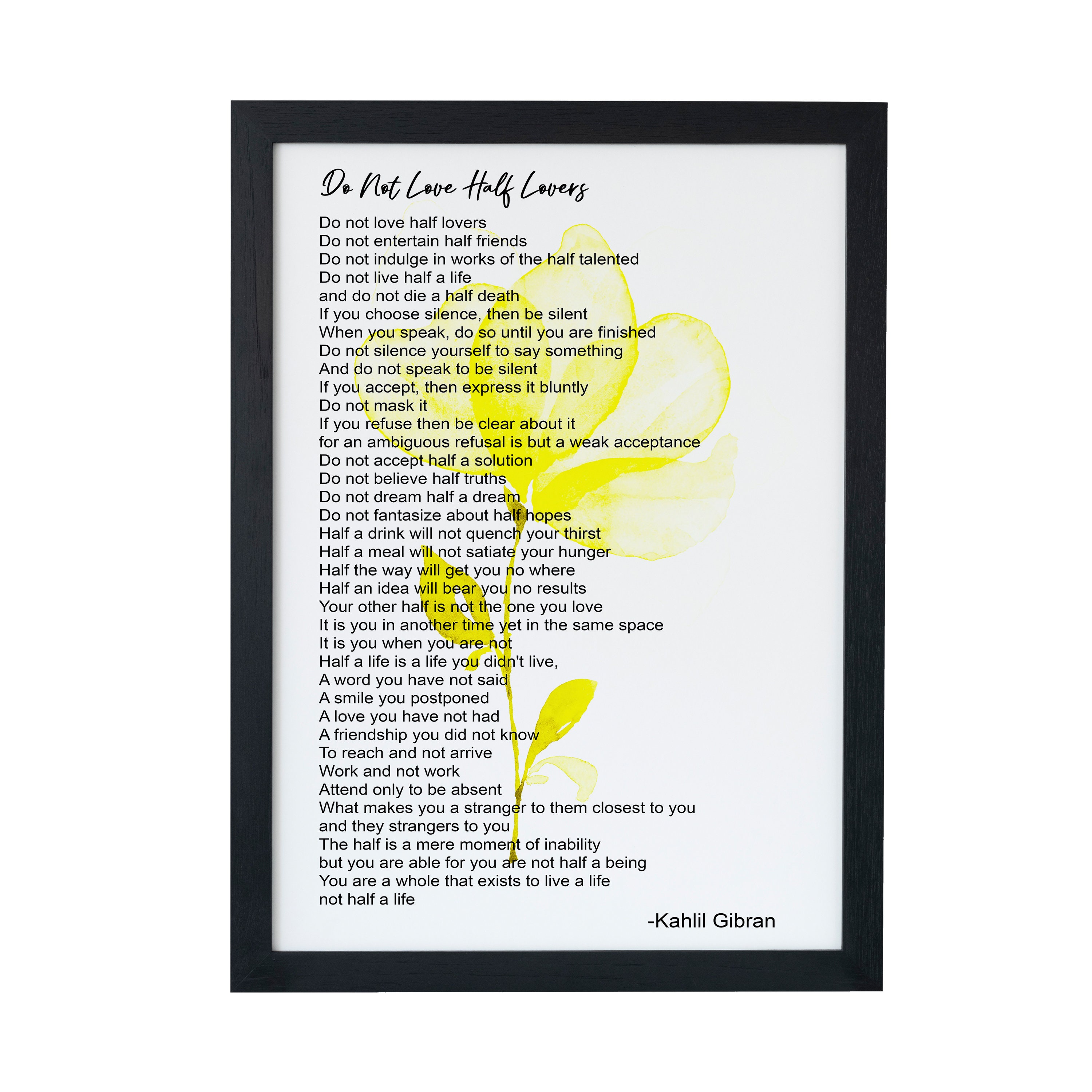 Do Not Love Half Lovers by Kahlil Gibran, Illustrated Poem Wall Art ...