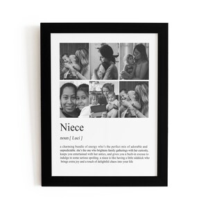 Personalised Niece Gift, Niece Definition Print Personalised Gift for ...