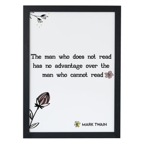Mark Twain Wall Art Prints, the Man Who Does Not Read Quote for Library ...