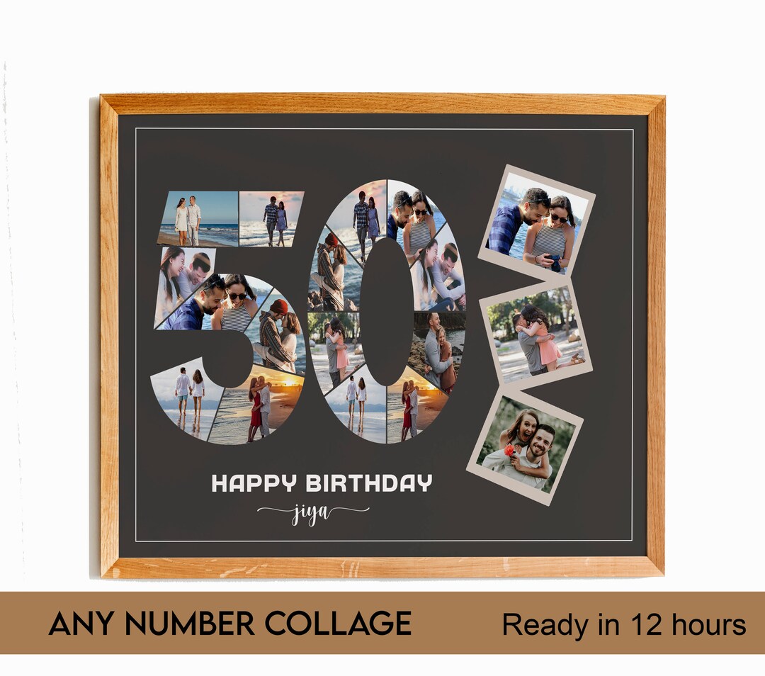 50th Birthday Photo Collage, Personalized 50th Birthday Photo Collage ...