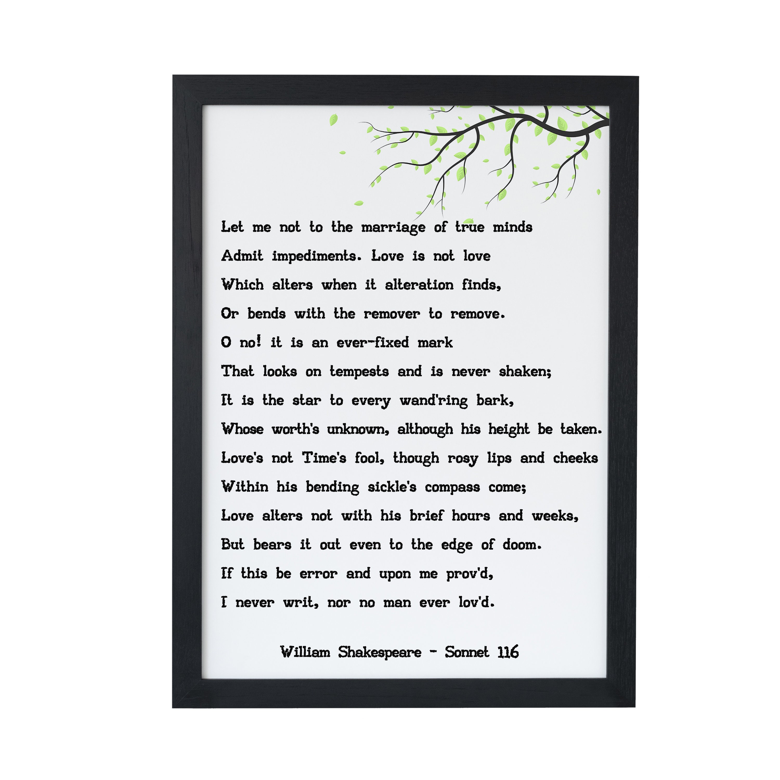 Sonnet 116 Shakespeare Love Poem Quote Print, Marriage of True Minds ...