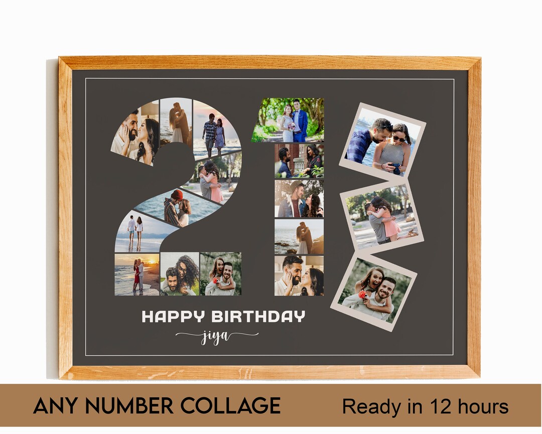 21st Birthday Photo Collage, Personalized 18th Birthday Photo Collage ...