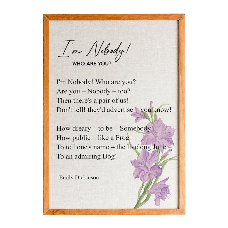 Emily Dickinson, I'm Nobody Who Are You? Emily Dickinson Poem, Emily ...