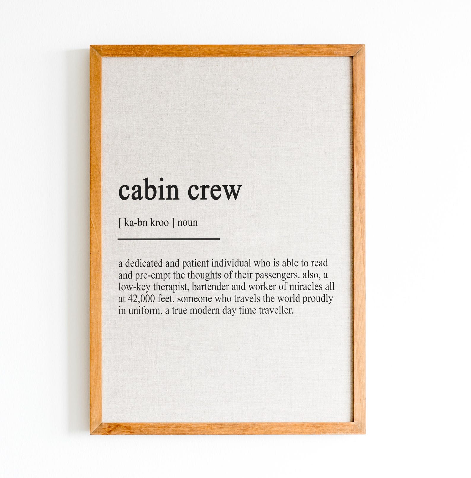 Cabin Crew Definition Print, Dictionary Poster, Quote Wall Art, Cabin ...