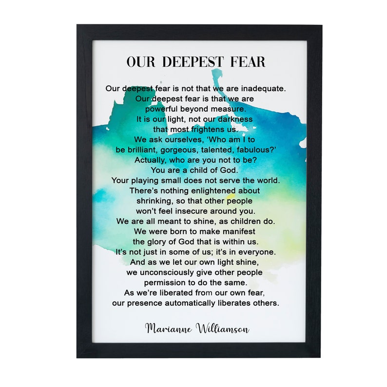 Our Deepest Fear Print, Our Deepest Fear Poem by American Poet ...