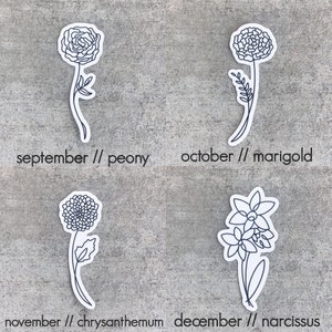 Birth Flower Sticker Birthday Flower Water Bottle Decal | Etsy