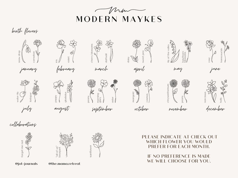 Birth Flower Sticker Birthday Flower Water Bottle Decal - Etsy