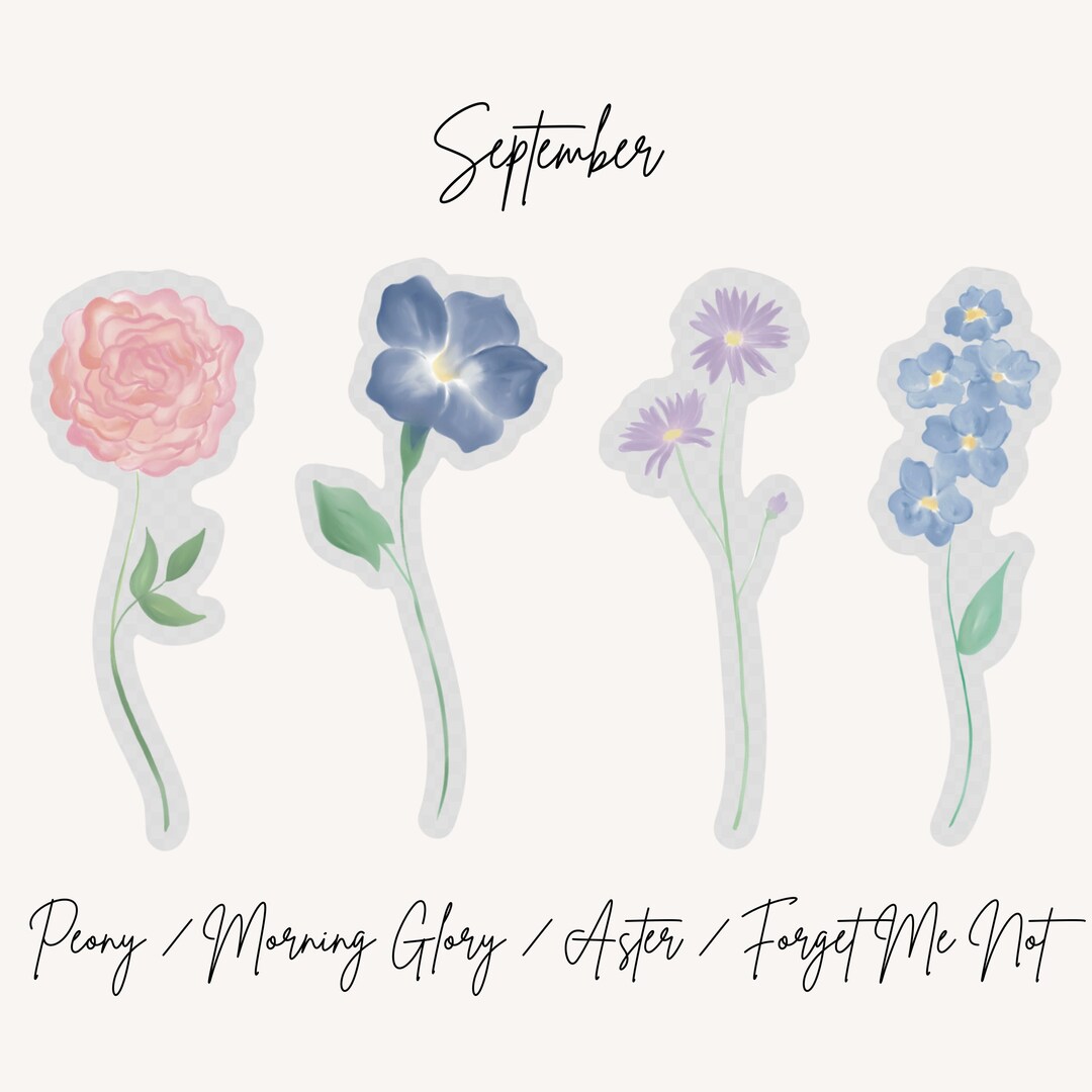 Birth Flower Stickers | Waterproof Vinyl | Watercolor Floral Sticker ...