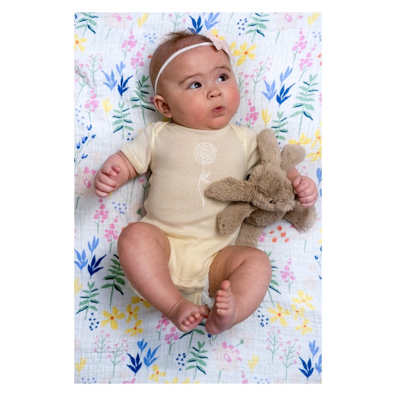 Infant or Baby Birth Flower Bodysuit. Handmade and Screen - Etsy