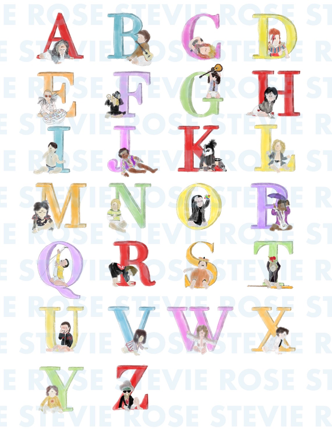 Rock N Roll Alphabet Print | Etsy