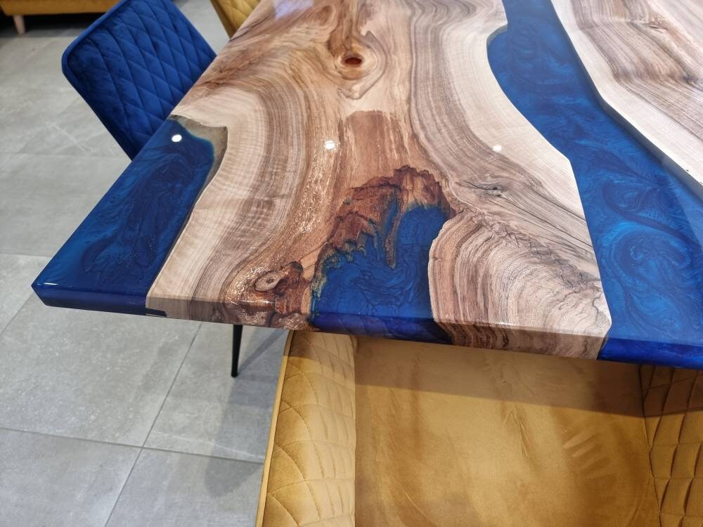 Live Edge Bespoke Resin Dining Table Made of Walnut and Oak. - Etsy