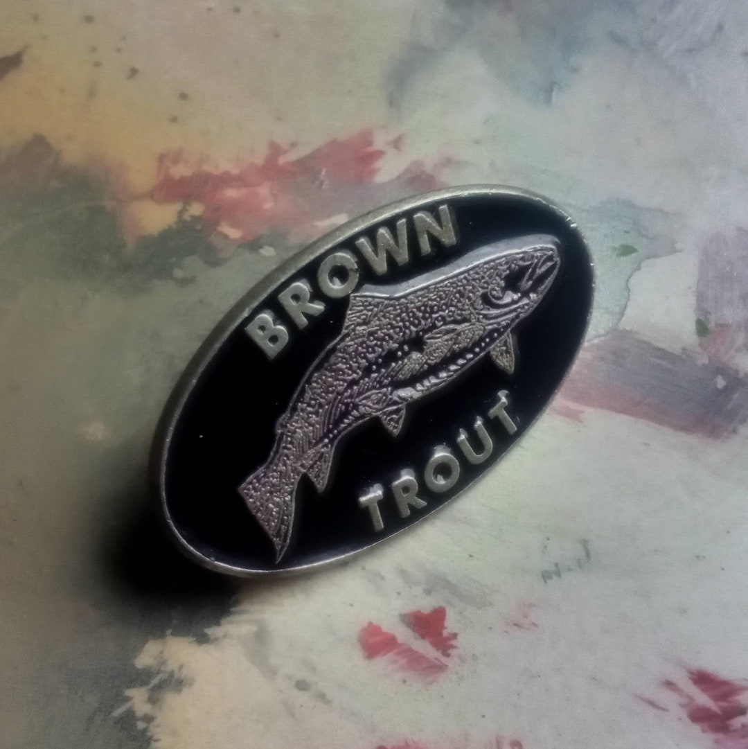 Vintage Brown Trout Enamel Hat Pin - Etsy