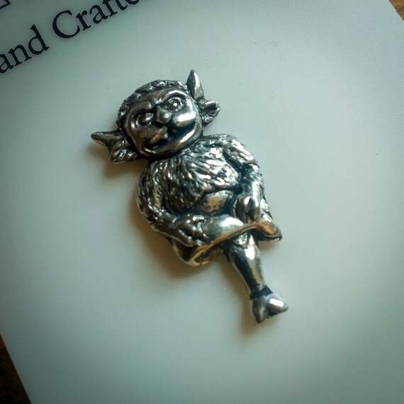 Dancing Devil Medieval Art Pin - Gem