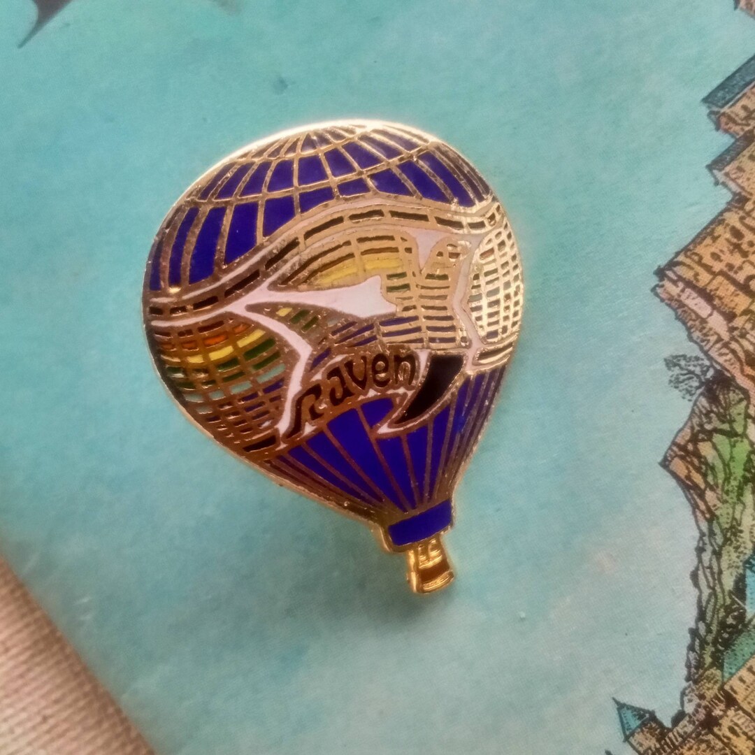 Vintage Rainbow Raven Hot Air Balloon Enamel Pin - Etsy