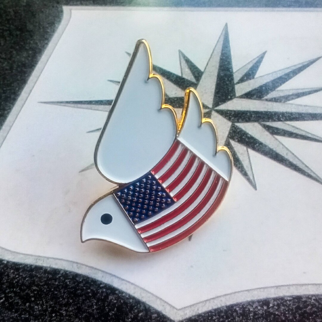 Enamel American Flag Peace Dove Pin - Etsy