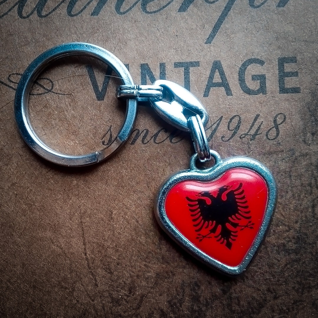 Vintage Enamel Austria Heart Keychain - Etsy