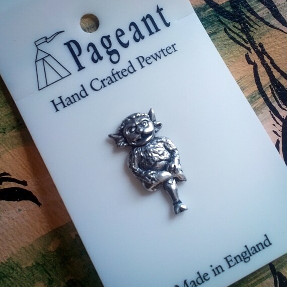 Dancing Devil Medieval Art Pin - Gem