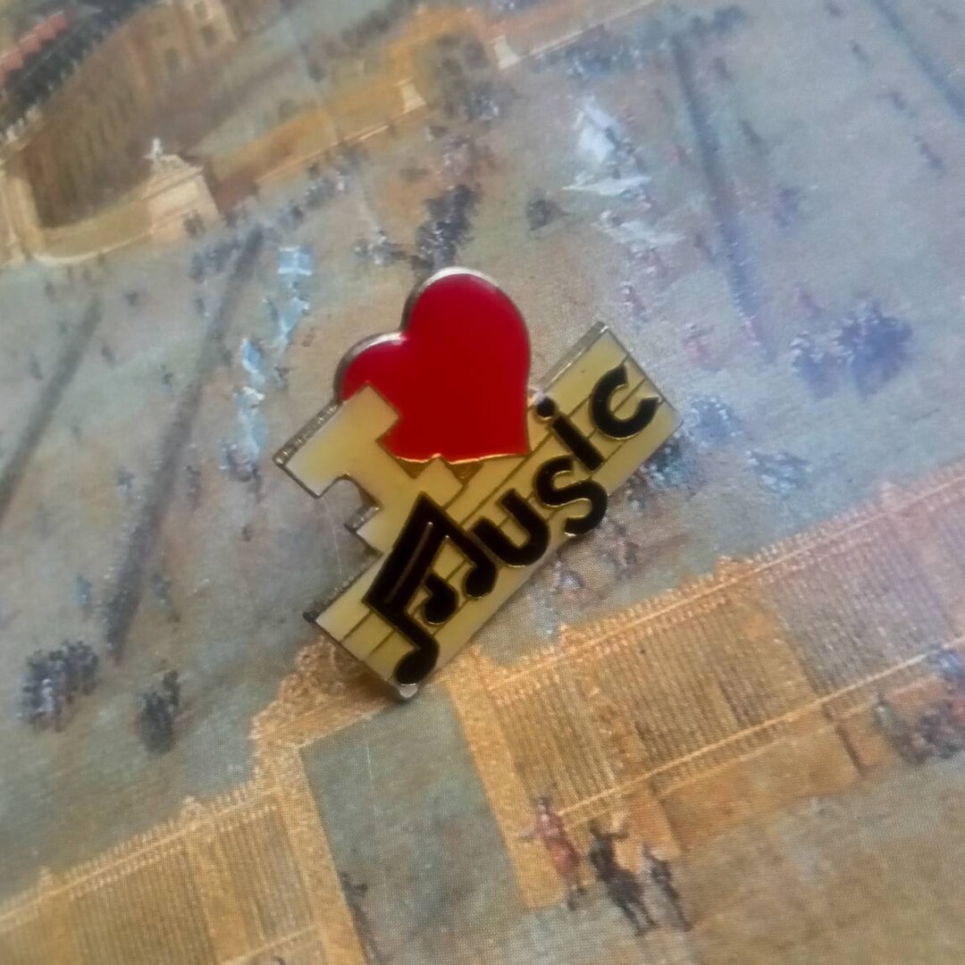 Vintage I Love Music Enamel Pin - Etsy