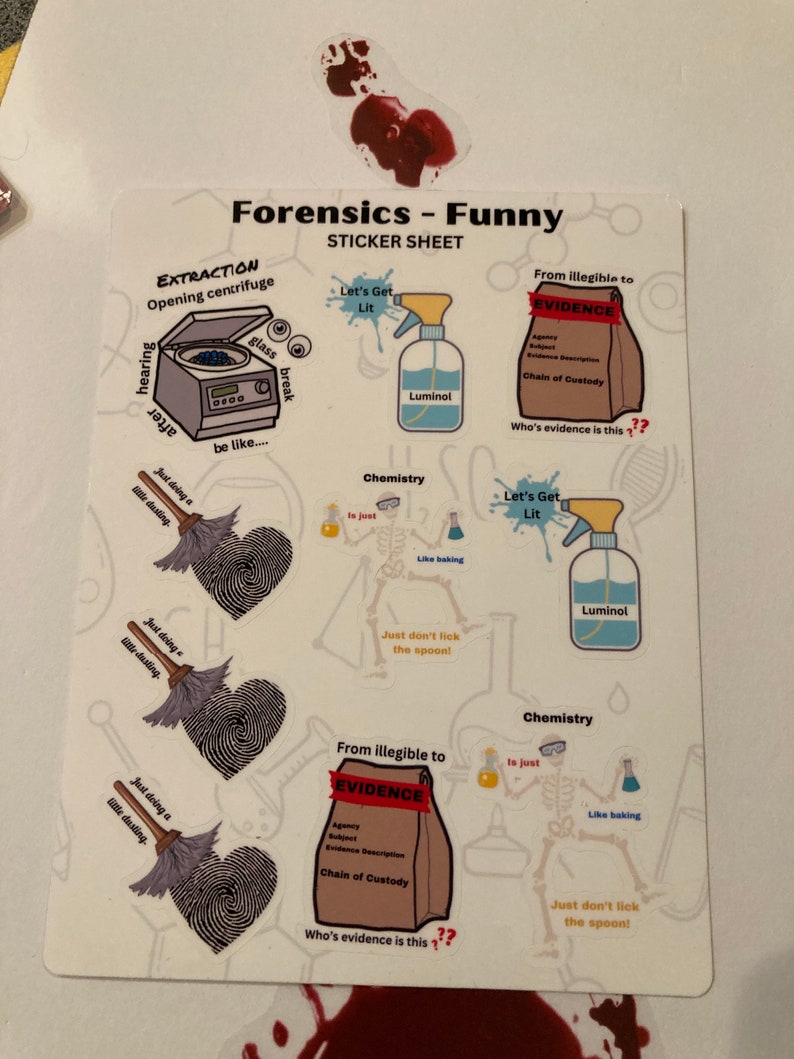 Forensic Science Sticker Sheet Gift Crime Scene Waterproof Stickers ...