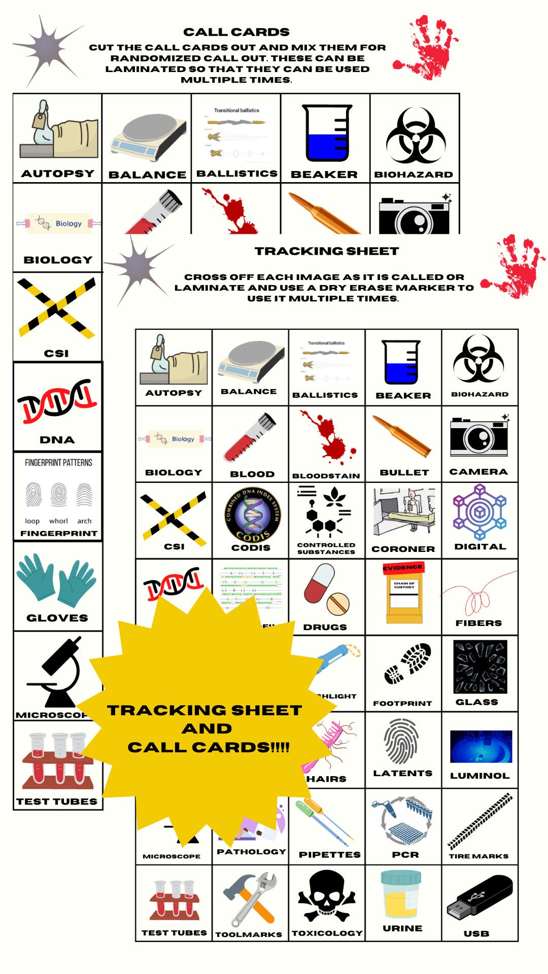 Forensic Science Bingo Printable: Crime Lab Game (digital Download) - Etsy