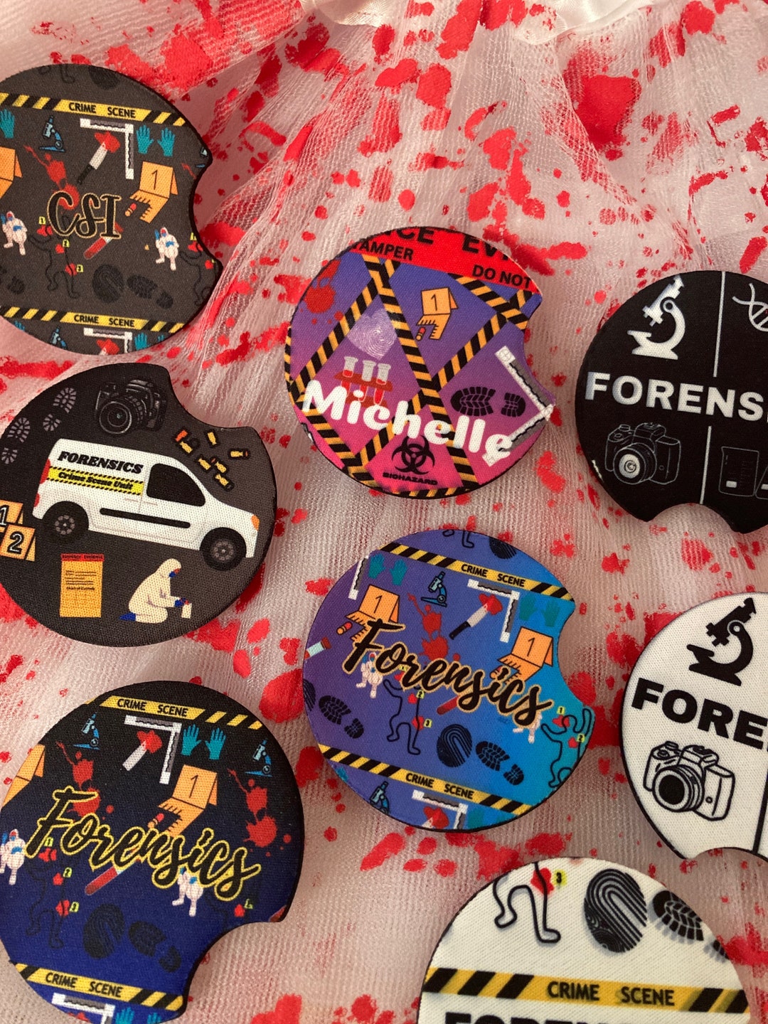 Personalized Forensic Science Car Coasters: CSI Gift, 2-pack - Etsy